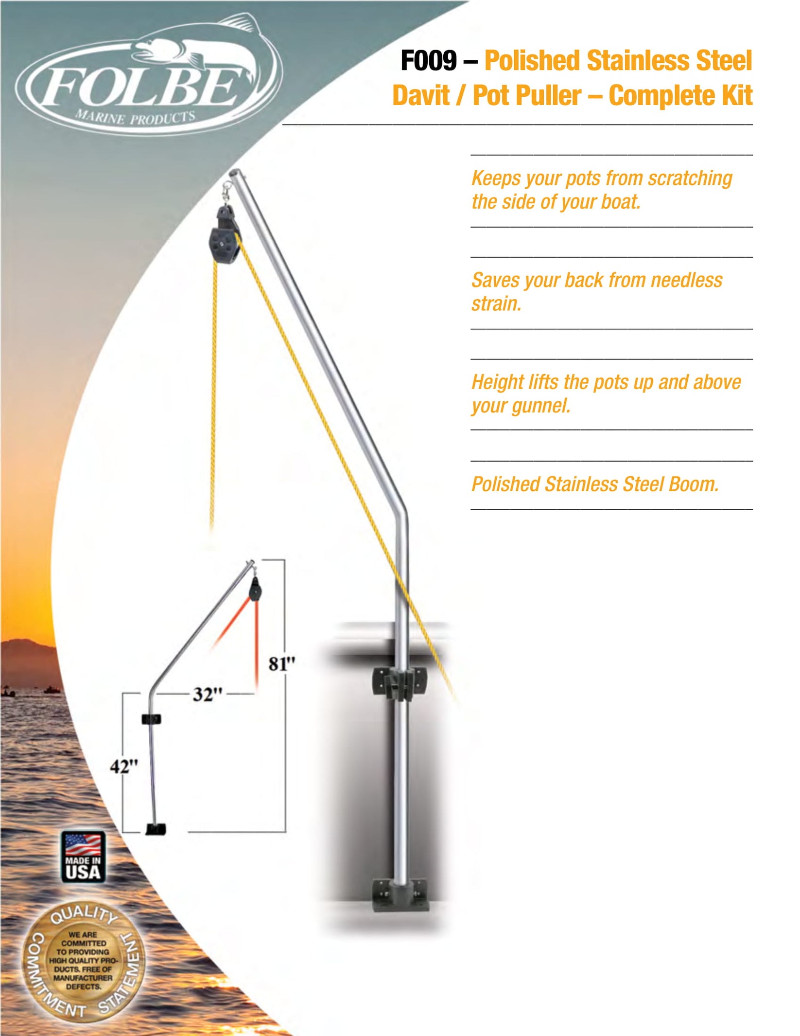 F009 - Stainless Steel Crab Pot Puller – Folbe Products, LLC