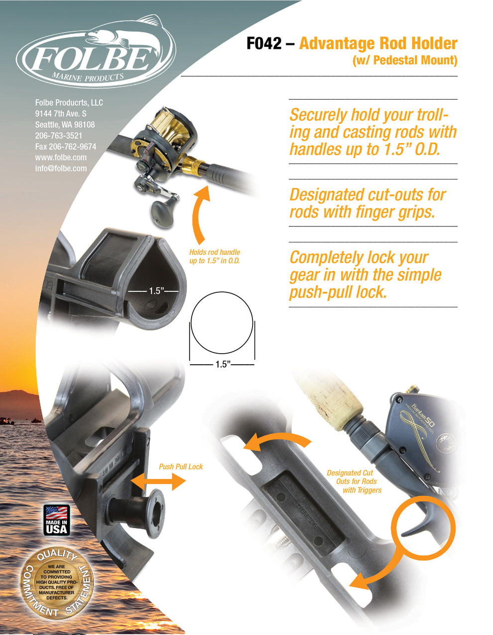 F042 - Advantage Rod Holder - Pedestal Mount – Folbe Products, LLC