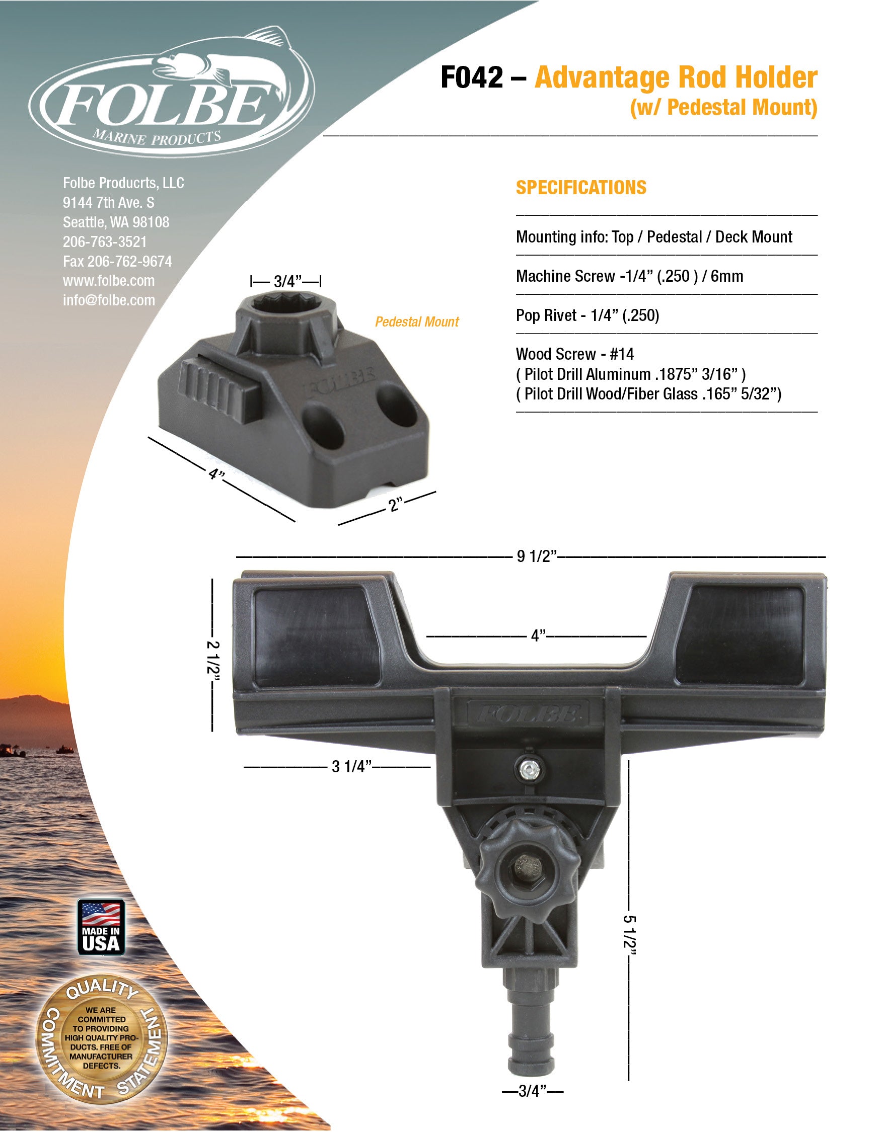 F042 - Advantage Rod Holder - Pedestal Mount – Folbe Products, LLC