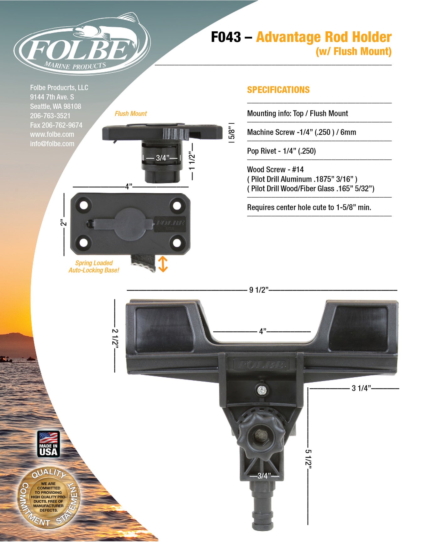 F043 - Advantage Rod Holder - Flush Mount – Folbe Products, LLC
