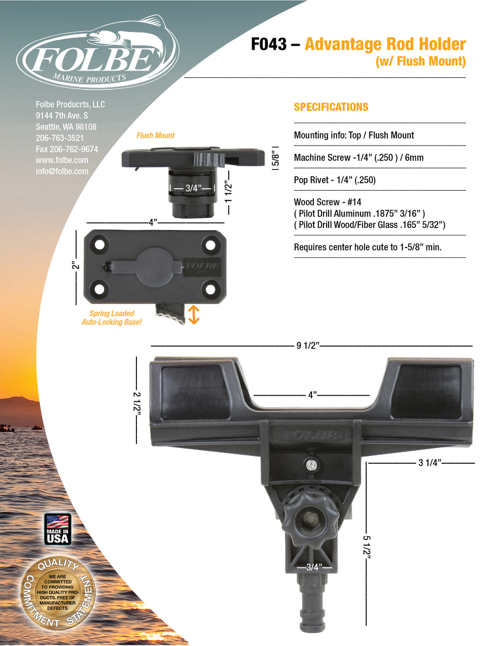 F043 - Advantage Rod Holder - Flush Mount – Folbe Products, LLC