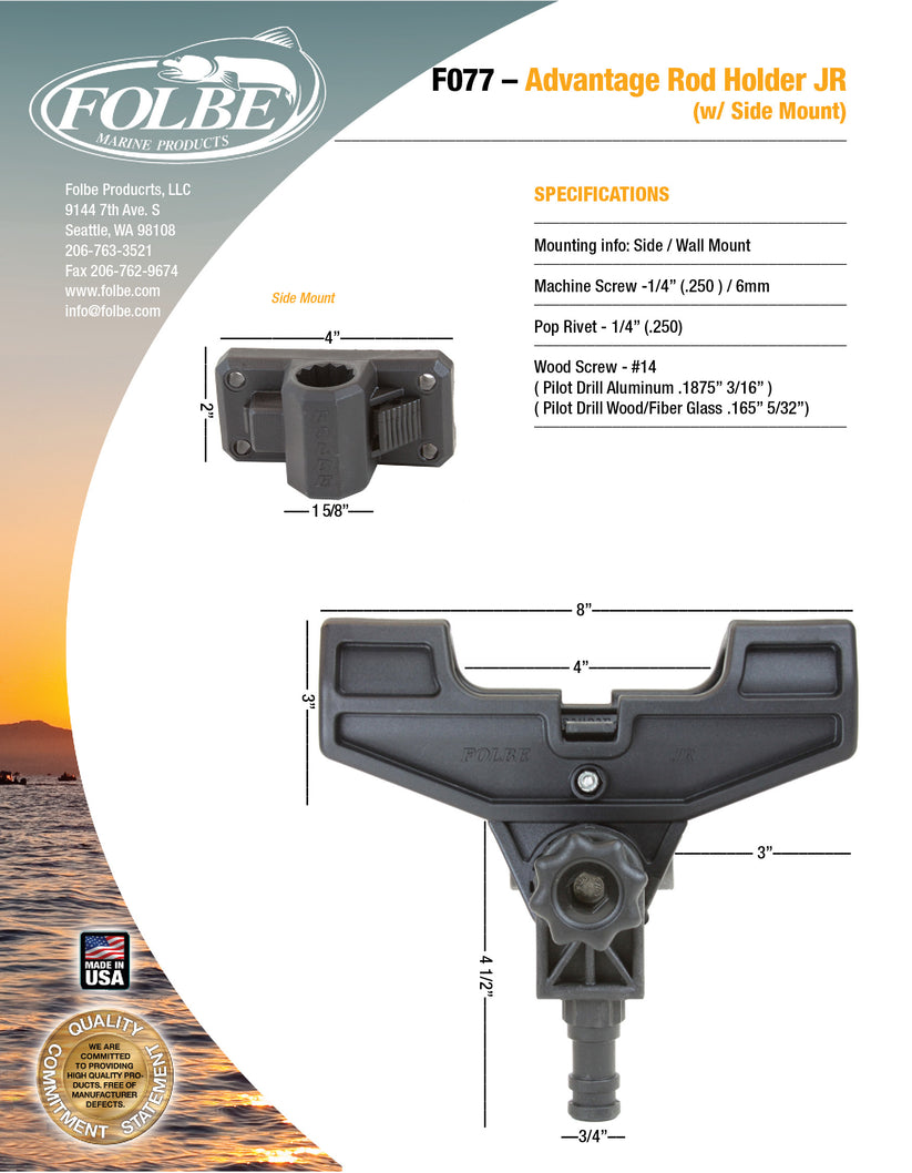 F077 - JR Advantage Rod Holder - Side Mount – Folbe Products, LLC