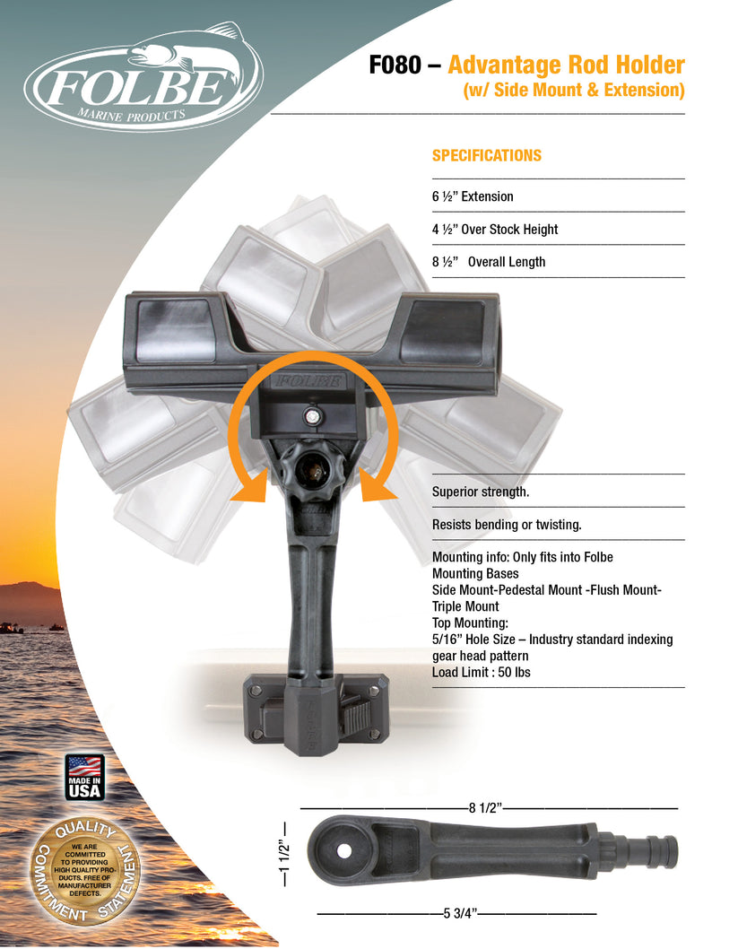 F080 - Advantage Extended Rod Holder with Side Mount – Folbe Products, LLC