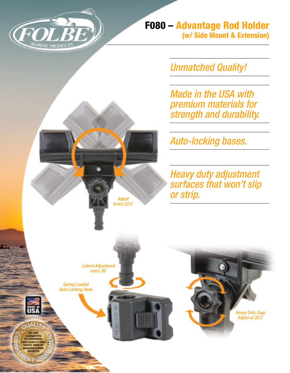 F080 - Advantage Extended Rod Holder with Side Mount – Folbe Products, LLC